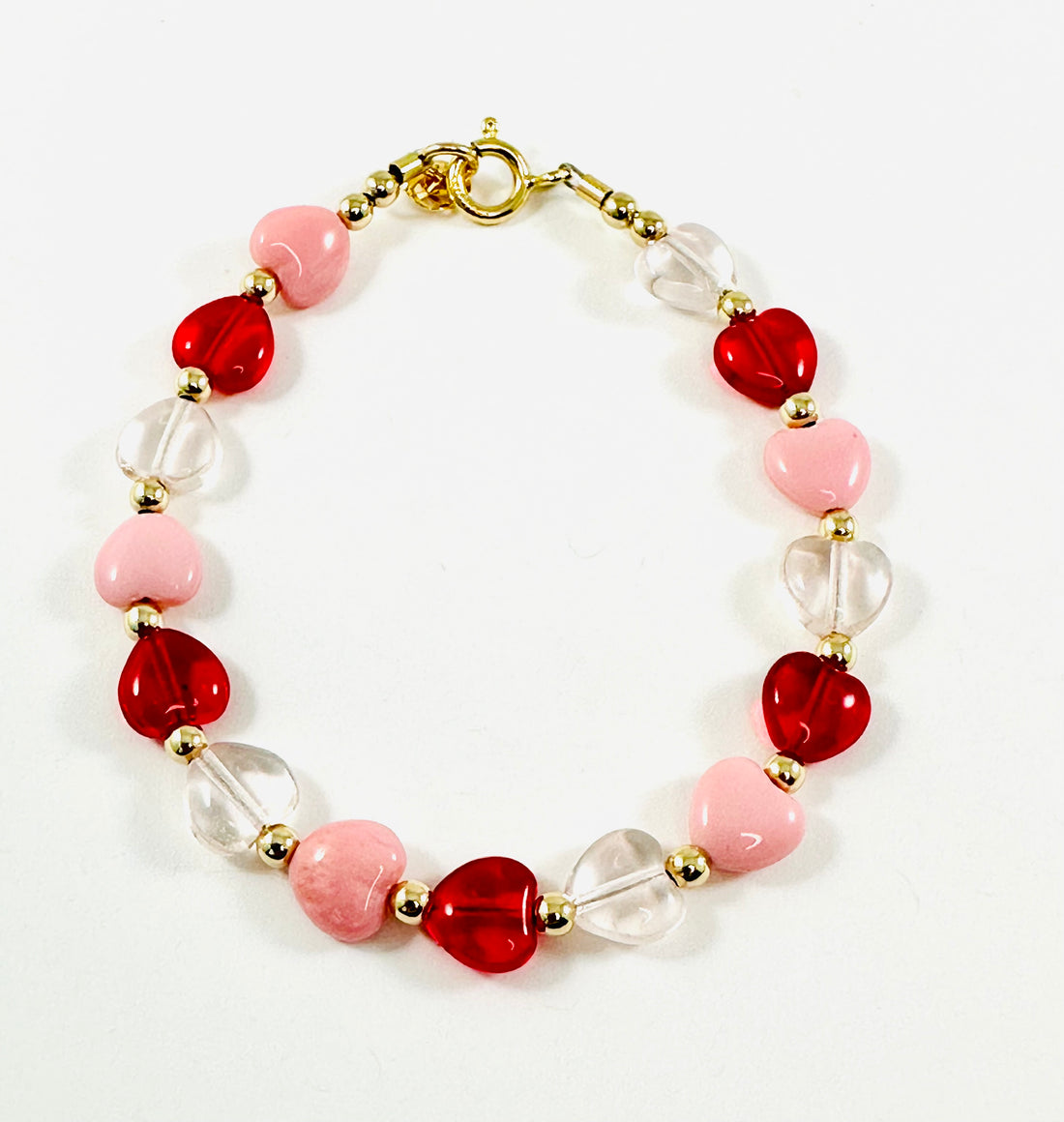Little Girl Valentine's Day Bracelet, Pink Red Valentine's Day Heart B ...